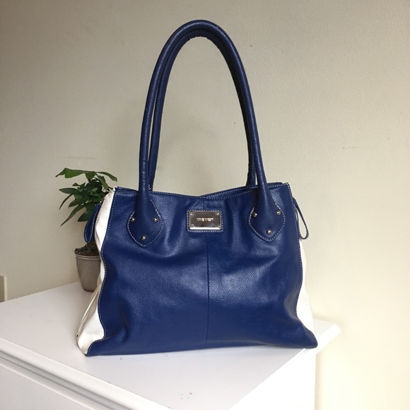 Nine West | Bags | Nine West Blue White Expandable Tote Side Zip ...
